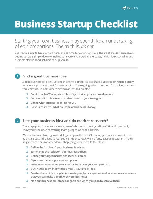 StartupChecklist