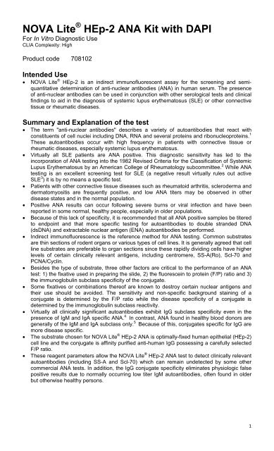 NOVA Lite HEp-2 ANA Kit with DAPI - INOVA Diagnostics