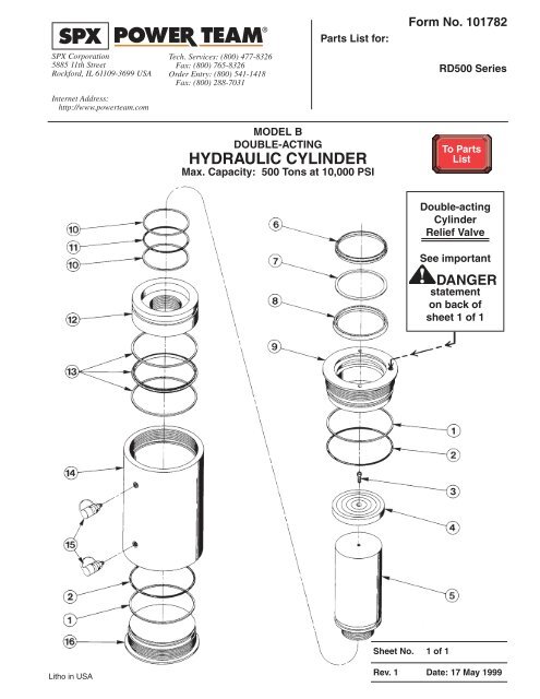 Double Acting Hydraulic Cylinder Parts