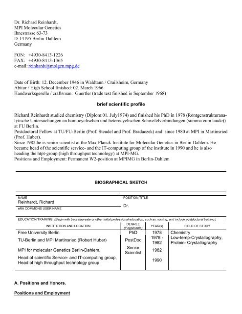 Dr. Richard Reinhardt, MPI Molecular Genetics Ihnestrasse ... - ISPA