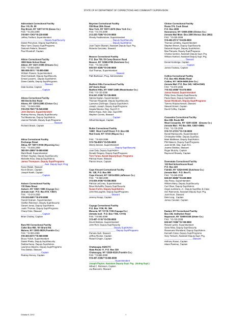 DOCCS Agency Contact - NYSCOPBA