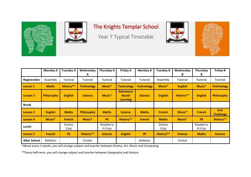 Typical Year 7 Timetable