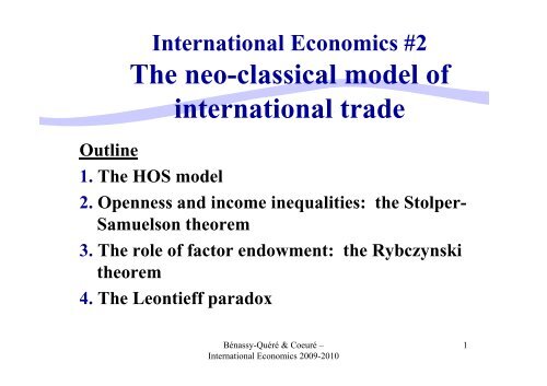 The neo-classical model of international trade international ... - Cepii