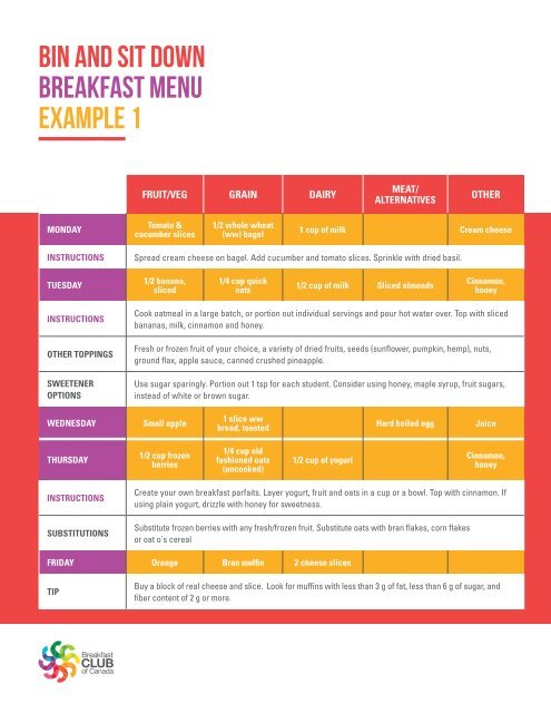 Sit Down Menu Examples