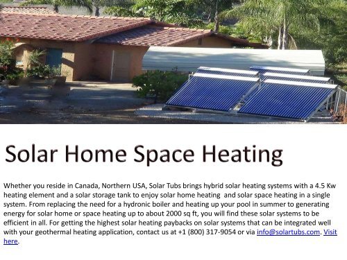 Best Solar Home Space Heating