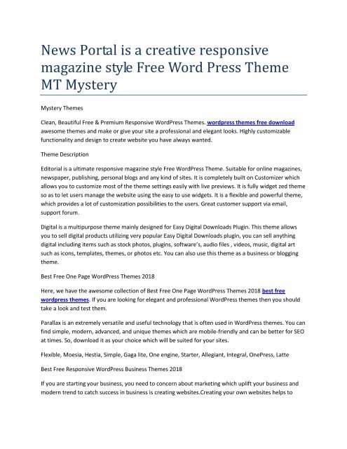 beautiful free wordpress themes