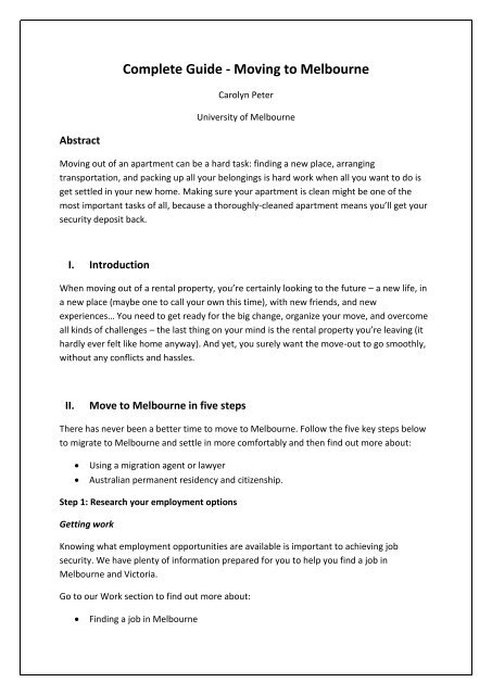 Complete Guide - Moving to Melbourne