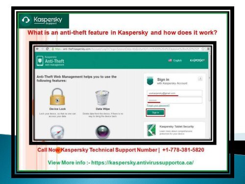 What is an anti-theft feature in Kaspersky and how does it work