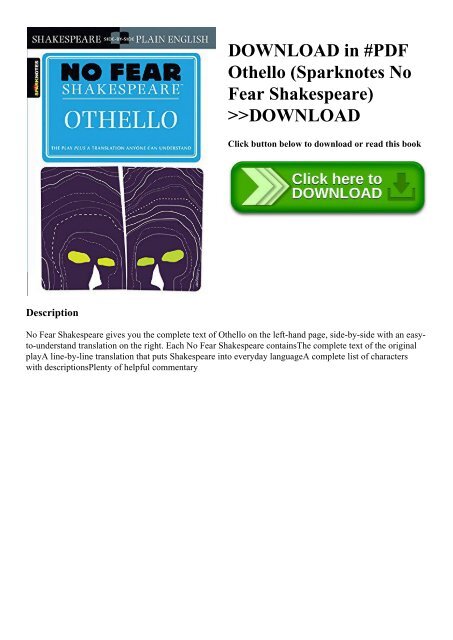 DOWNLOAD in #PDF Othello (Sparknotes No Fear Shakespeare) DOWNLOAD DOWNLOAD in #PDF Othello (Sparknotes No Fear Shakespeare) DOWNLOAD