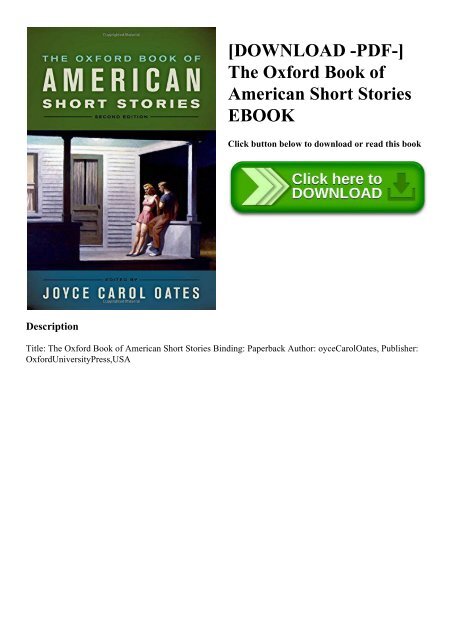 [DOWNLOAD -PDF-] The Oxford Book of American Short Stories EBOOK