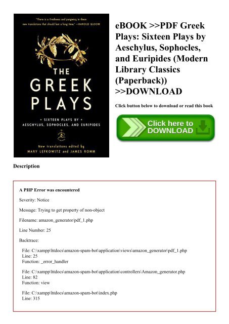 eBOOK PDF Greek Plays Sixteen Plays by Aeschylus Sophocles and ...