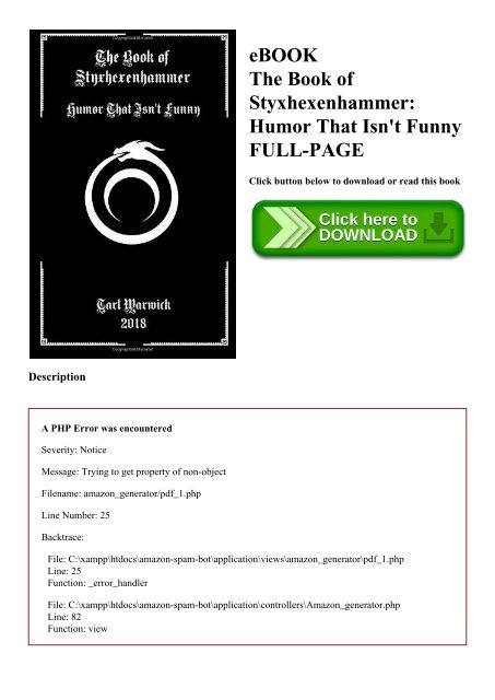 eBOOK PDF The Book of Styxhexenhammer Humor That Isn't Funny FULL-PAGE