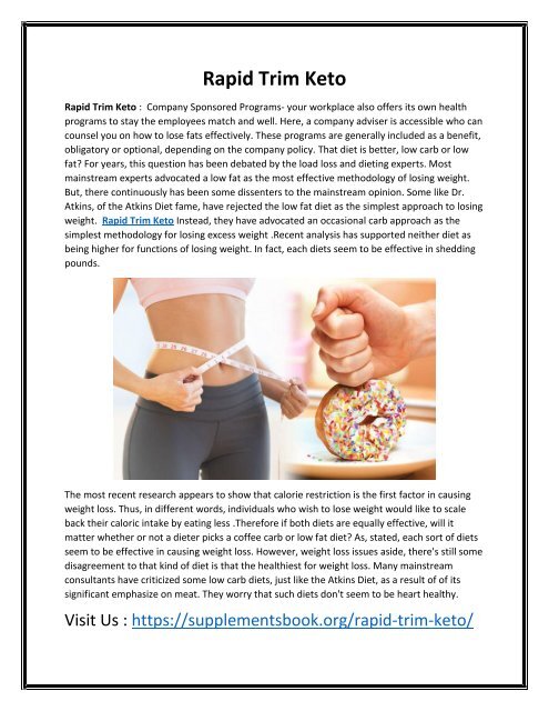 Rapid Trim Keto - 100% Natural & Safe Fat Reducing Formula