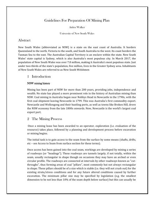 Guidelines For Preparation Of Mining Plan Guidelines For Preparation Of Mining Plan