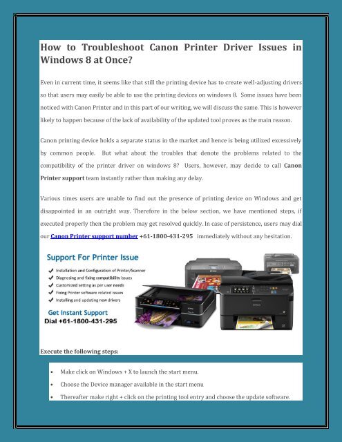 How to Troubleshoot Canon Printer Driver Issues in Windows 8 at Once?