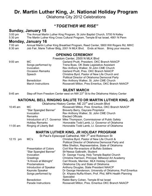 Dr. Martin Luther King, Jr. National Holiday Program