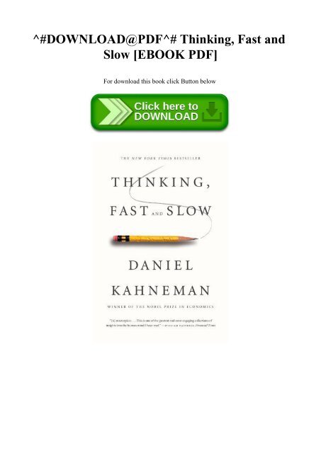 ^#DOWNLOAD@PDF^# Thinking Fast and Slow [EBOOK PDF]