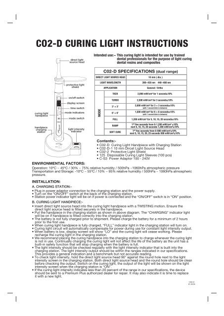 C02-D Curing Light Instructions