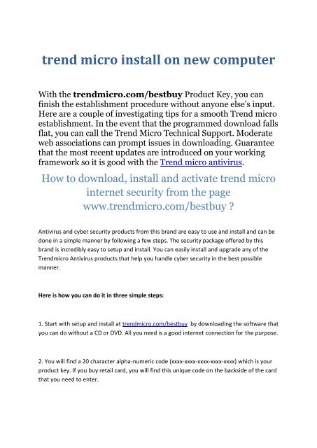 Trend micro install on new computer