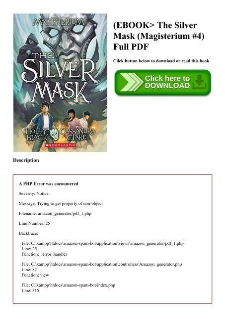 (EBOOK The Silver Mask (Magisterium #4) Full PDF