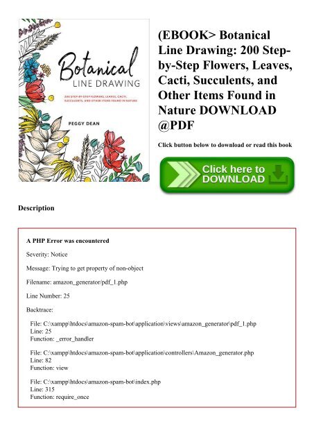 (EBOOK Botanical Line Drawing 200 Step-by-Step Flowers Leaves Cacti ...