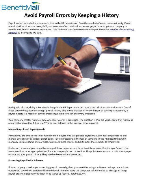 Avoid Payroll Errors by Keeping a History