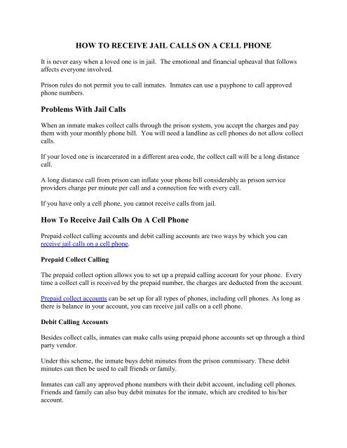 Receive Jail Calls on a Cell Phone (Sep 2018)