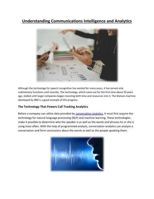 Understanding Communications Intelligence and Analytics