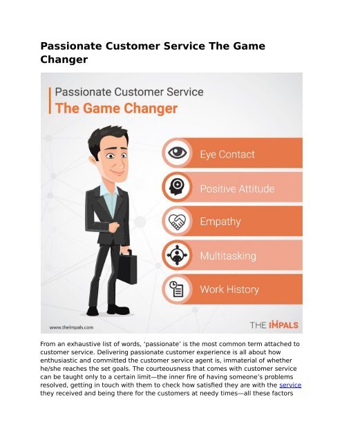 Passionate Customer Service The Game Changer