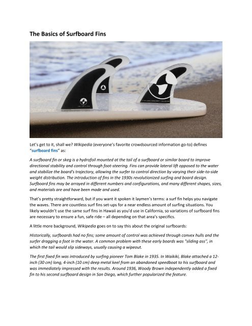 The Basics of Surfboard Fins