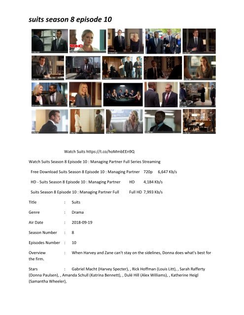 Free Download : Managing Partner 720p Suits Season 8 Episode 10