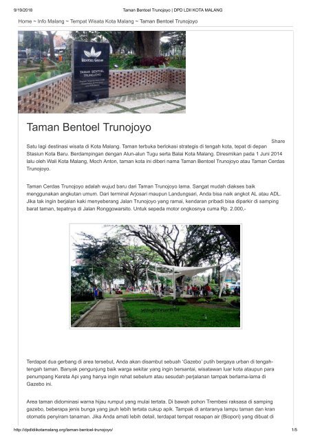 Taman Bentoel Trunojoyo _ DPD LDII KOTA MALANG