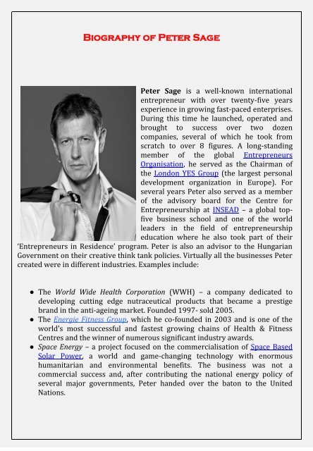 Peter Sage - Biography