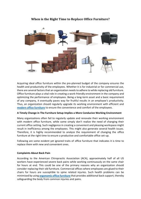 When is the Right Time to Replace Office Furniture