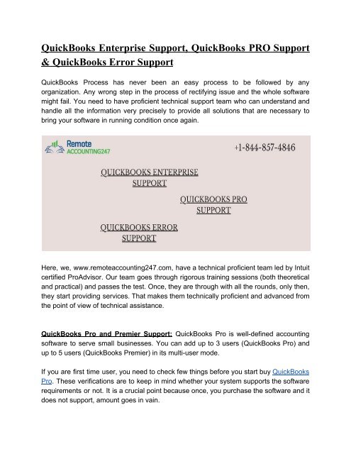 QuickBooks enterprise support