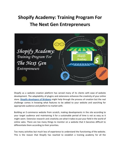 Shopify Academy_ Training Program For The Next Gen Entrepreneurs