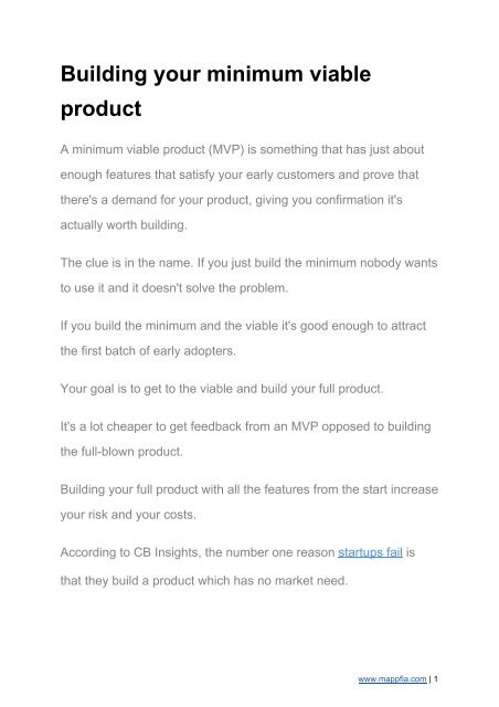 Building your minimum viable product