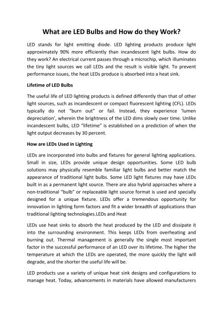 What are LED Bulbs and How do they Work?