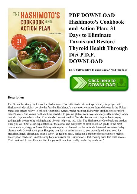 PDF DOWNLOAD Hashimoto's Cookbook and Action Plan 31 Days to Eliminate ...