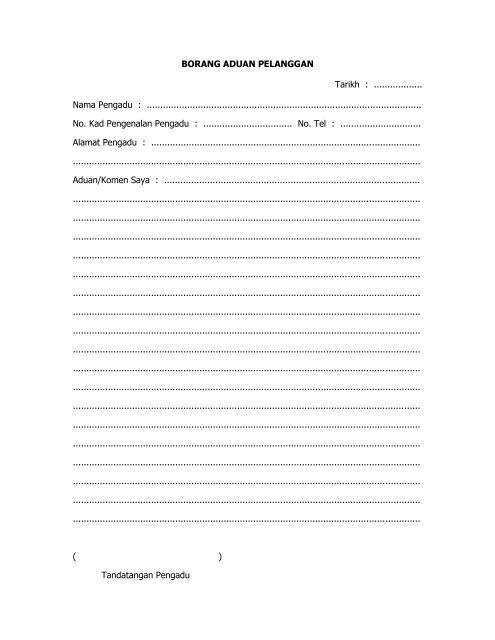borang aduan pelanggan