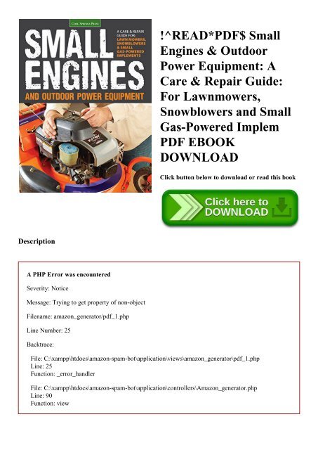 !^READPDF$ Small Engines & Outdoor Power Equipment A Care & Repair ...