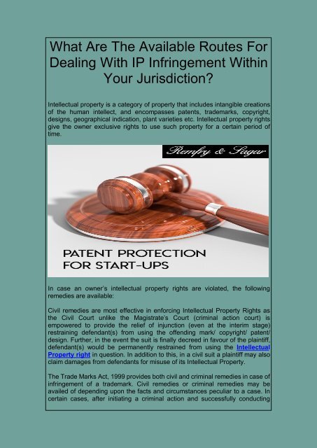 What Are The Available Routes For Dealing With IP Infringement Within ...