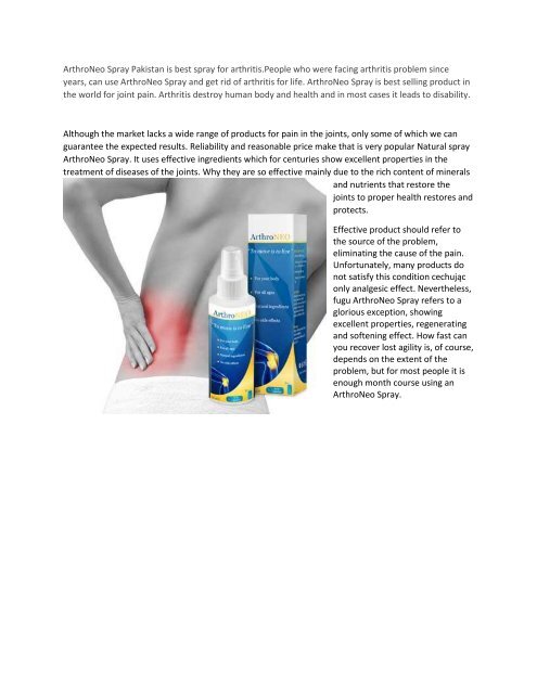ArthroNeo Spray in Pakistan, Lahore, Karachi, Islamabad