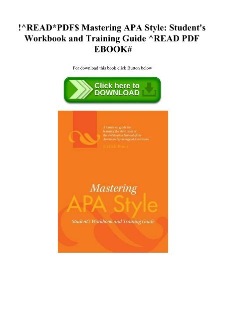 !^READPDF$ Mastering APA Style Student's Workbook and Training Guide ...