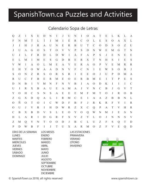 Calendar-wordfind