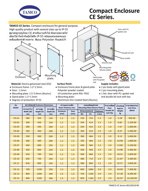 TAMCO CE Series Price list 2018-Complete Rev.1
