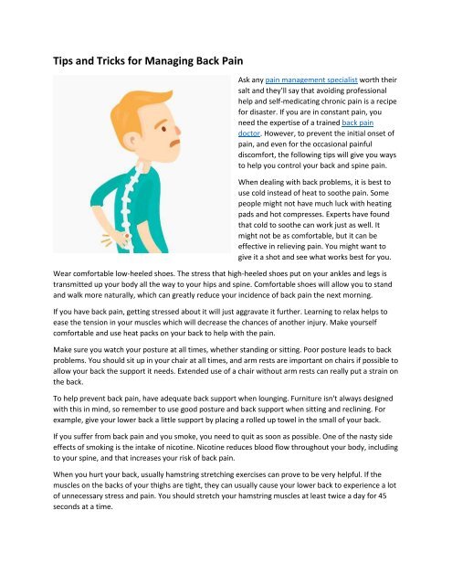 Tips and Tricks for Managing Back Pain