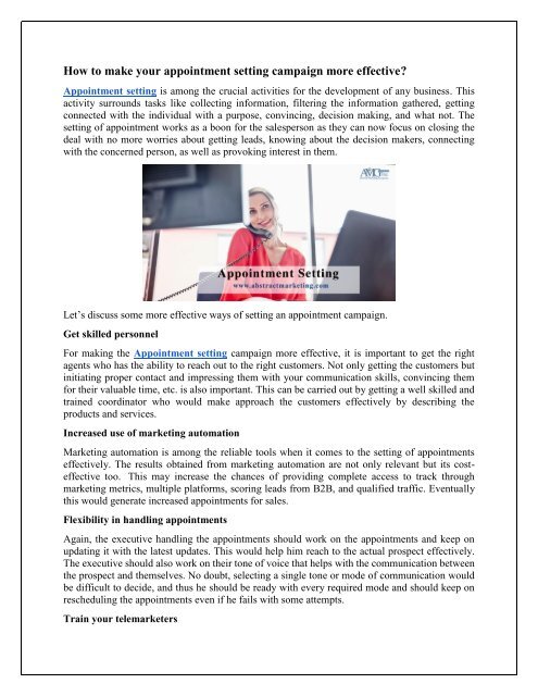 How to make your appointment setting campaign more effective