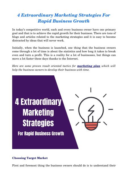 4 Extraordinary Marketing Strategies For Rapid Business Growth