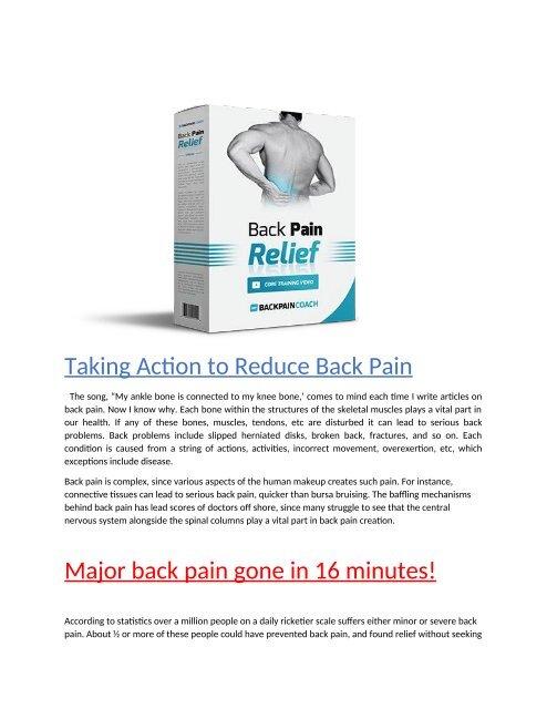 Major pain in your back gone in 16 minutes?